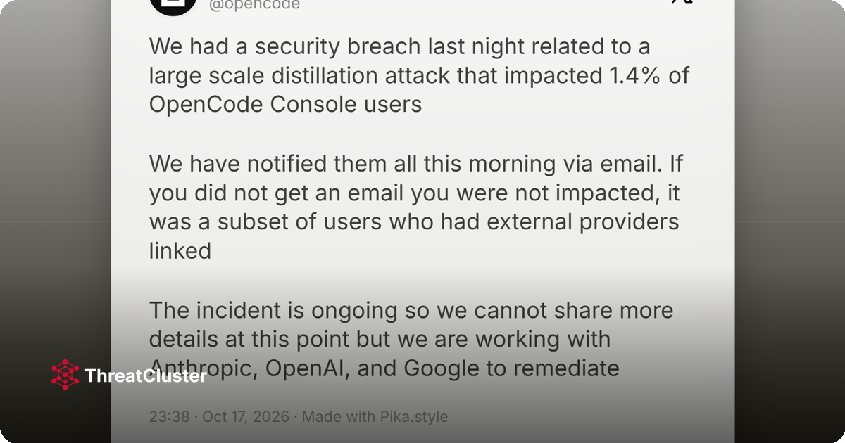 OpenCode Security Breach Exposes User API Keys - ThreatCluster