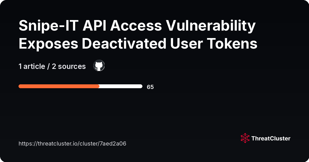Snipe-IT API Access Vulnerability Exposes Deactivated User Tokens ...
